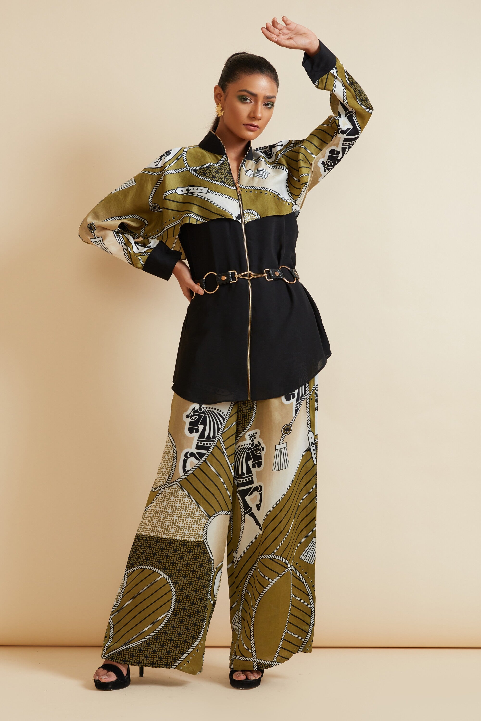 Shop Premium Zer Olive Green Bemberg Silk Fabric Shirt – Kamaali Pret